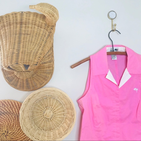 Vintage | Tops | Vintage Retro 9s Crop Pink Button Up Polo Tank | Poshmark